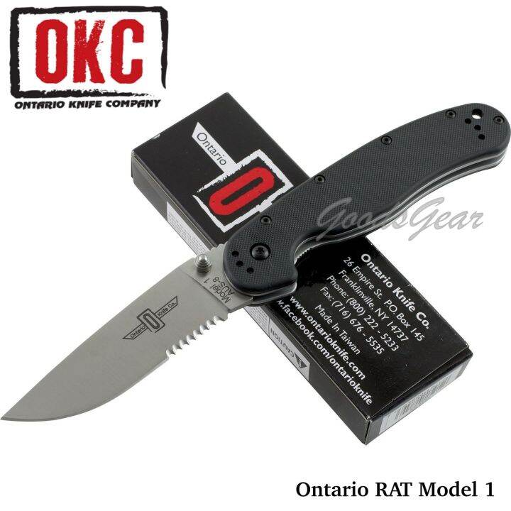 มีดพับ Ontario RAT Model 1, AUS 8 Stainless Steel-8849SS ใบมีดขนาดใหญ่ ...