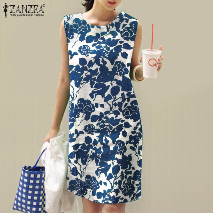 [3 Days Delivery] Hijabfab Zanzea Womens Sleeveless Printed Tank Mini