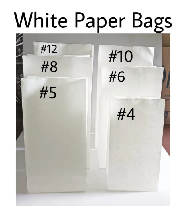 WHITE KRAFT PAPER BAGS 100 PIECES PER PACK. ( #4 , #5 , #6 , #8 , #10 ...