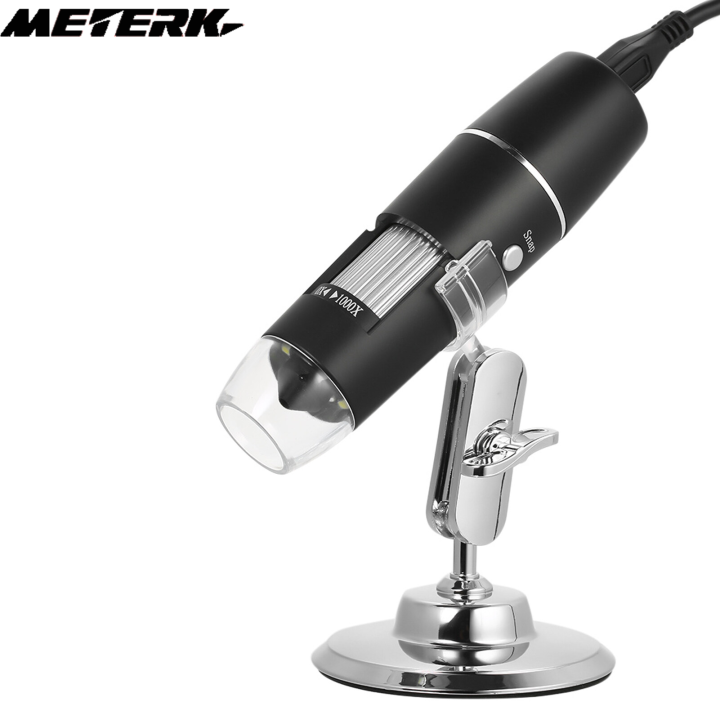 Meterk 1000X Magnification USB Digital Microscope with Stand Magnifier with 8-LED Light ...