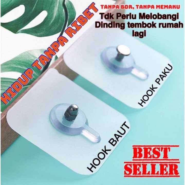 Hook Gantungan Rak Model Baut / Paku / Magic Hook Tanpa BOR / MUR ...