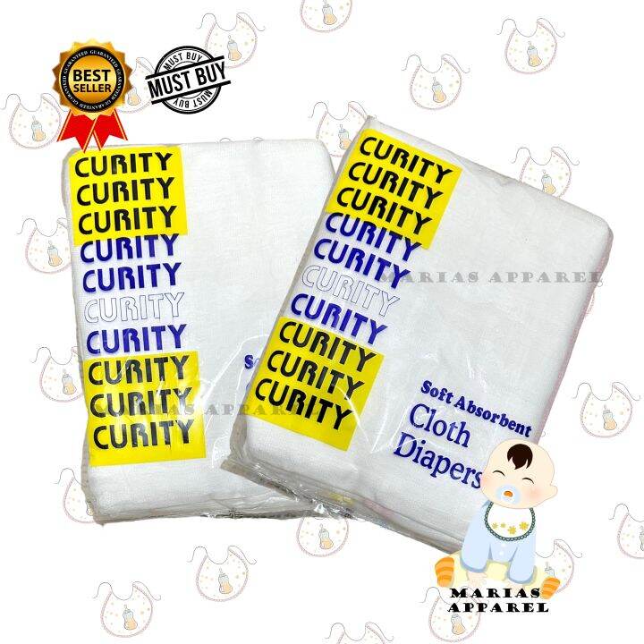 12pcs BABY ESSENTIALS CURITY PLAIN WHITE/ BIAS CLOTH DIAPER LAMPIN 100% ...