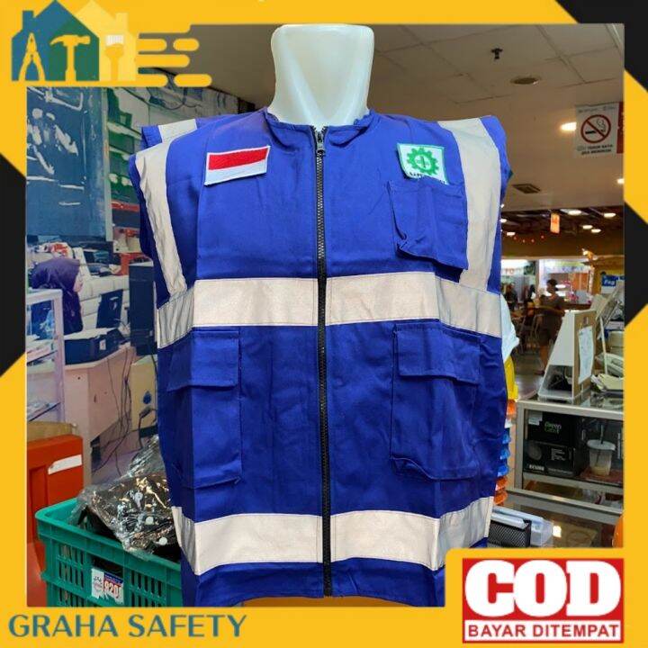 Rompi Safety American Drill Warna Biru Pertamina Lengkap Dengan Logo ...