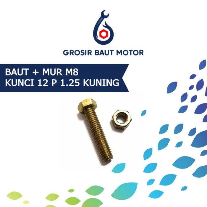 Baut Mur HEX Kuning M8 X 130 Kunci 12 | Lazada Indonesia