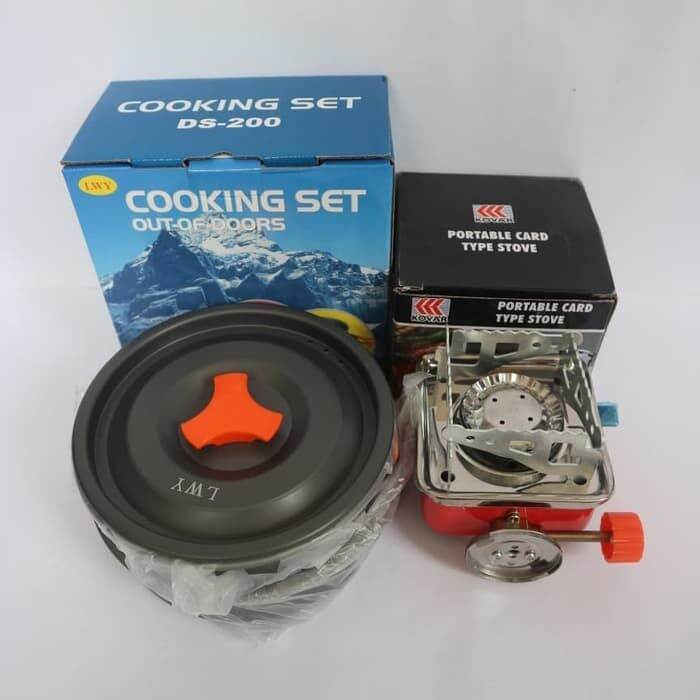 nesting gunung Hemat cooking set ds 200 dan kompor kotak camping ...