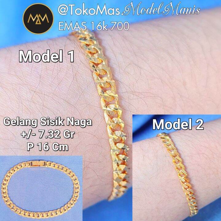 Gelang Sisik Naga Padat 2 Sisi Emas Kuning 700 Kadar 16k | Lazada Indonesia