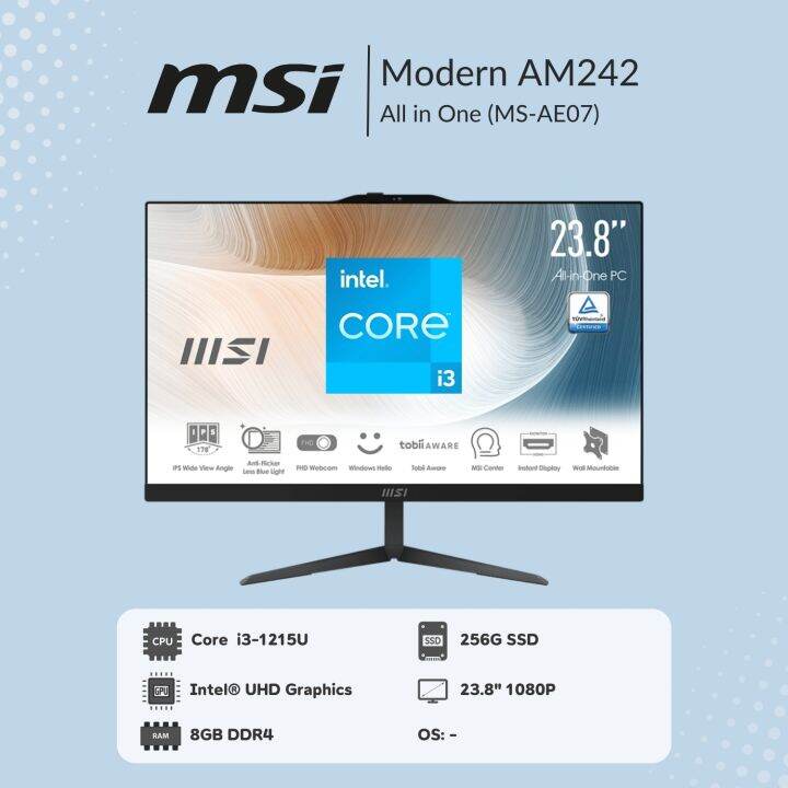 PC MSI All in one Modern AM242 12M-478XTH /Ci3-1215U/23.8" FHD/ 8GB ...