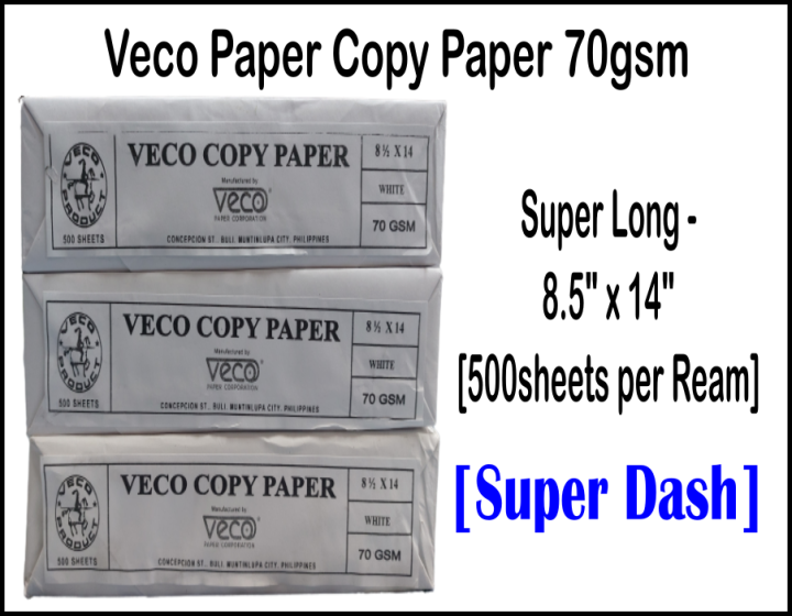 Veco Paper Copy Paper - Super Long 8.5"x14" 70gsm Sub 20 Bond Paper ...