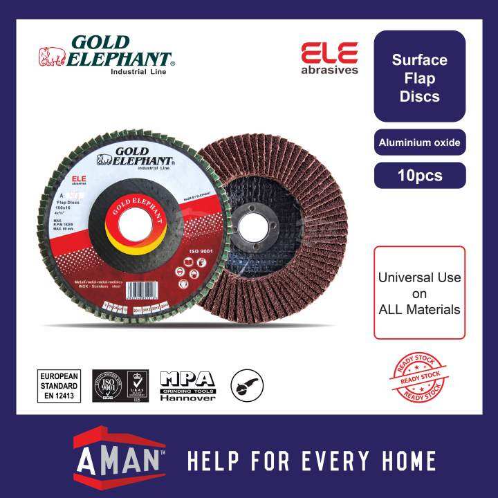 GOLD ELEPHANT Metal Surface Flap Disc Red 100 x 16mm Surface Cleaning ...