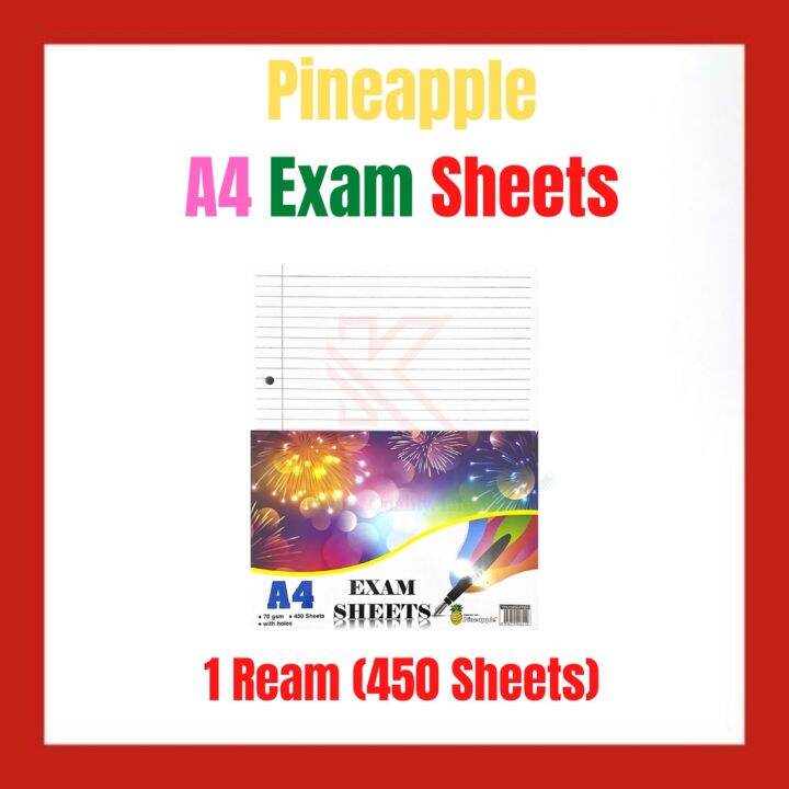 Pineapple Exam Sheet | Test Pad 70gsm- *50 Sheets / 450 sheets/*A4 ...