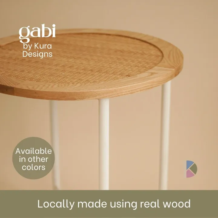 Gabi Solid Ash Wood, Rattan & Metal Side Table by Kura Designs | Lazada PH