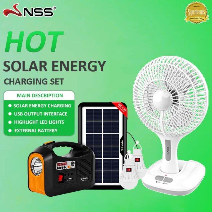NSS 6 Chargeable fan solar electric with LED emergency light Desk Solar ...