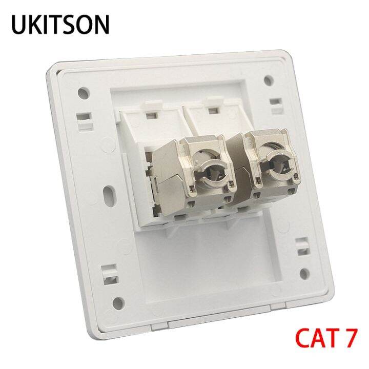 [HOT] 2 Ports CAT7 CAT6A RJ45 Wall Faceplate With Zinc Alloy CAT.7 CAT ...