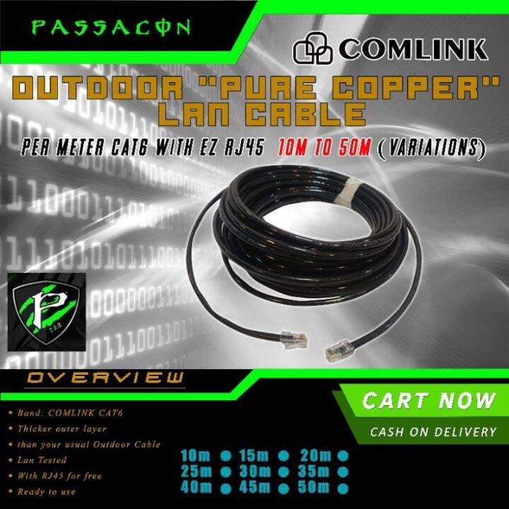 (10m to 50m) CAT6 PURE COPPER Outdoor Utp (LAN) Cable (Comlink)Optional ...