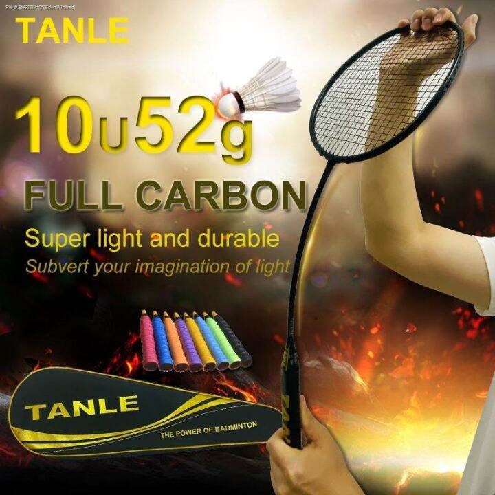TANLE 52g Ultra Light 10U Max 30lbs Black Badminton Racket 100 Full ...