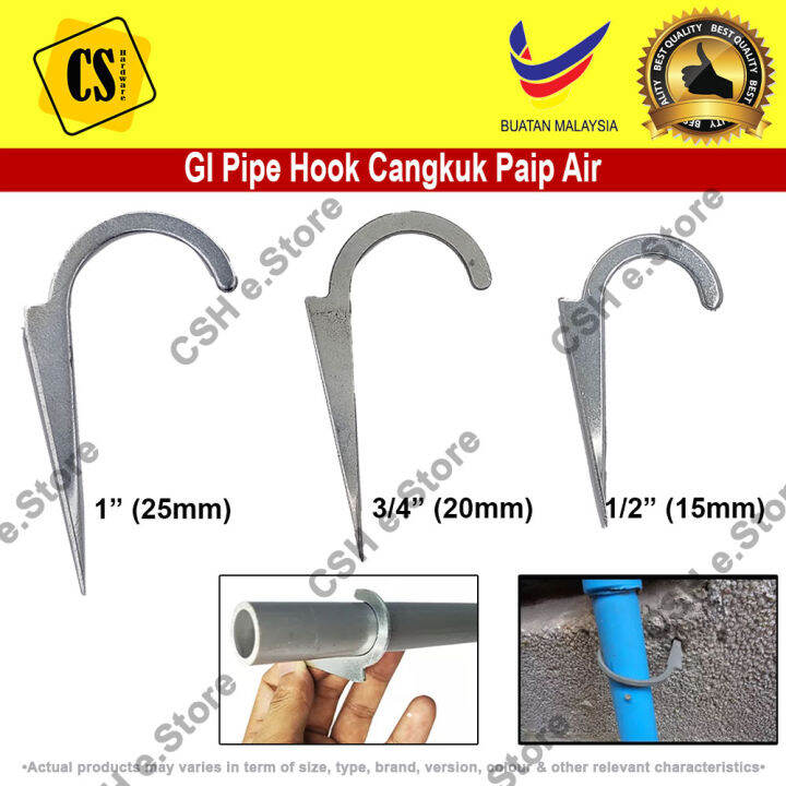 GI Pipe Hook Pipe Clip 15mm (1/2") / 20mm (3/4") / 25mm (1") Pemegang Paip Cangkuk Paip Air Pipe ...