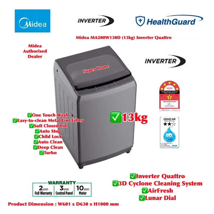 Midea 13kg Washing Machine (Gray) 13kg Inverter Quattro Fully Automatic ...