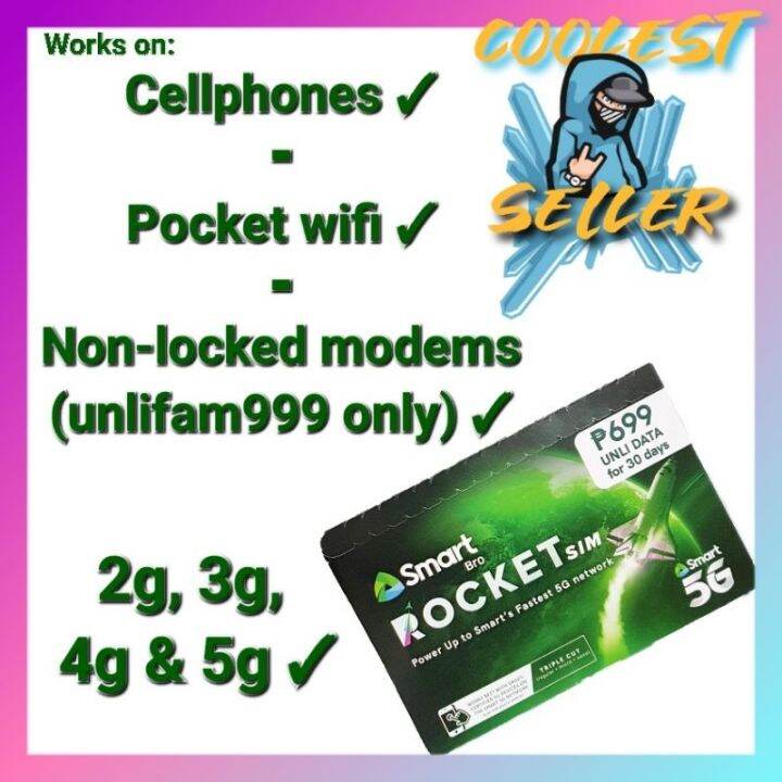COD smart bro rocket sim 5g unli data | Lazada PH