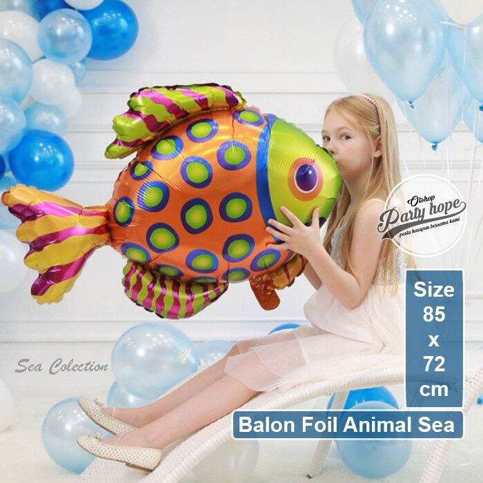 balon foil ikan kembung jumbo / balon animal sea / balon ikan laut ...
