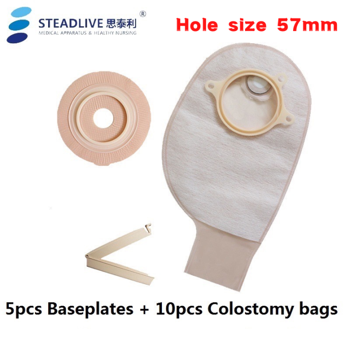 Steadlive 10pcs Colostomy Bag+5pc Baseplate Durable Two-piece Colostomy ...