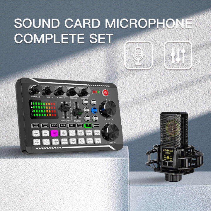 NEW version F988 sound card complete set with microphone condenser set ...