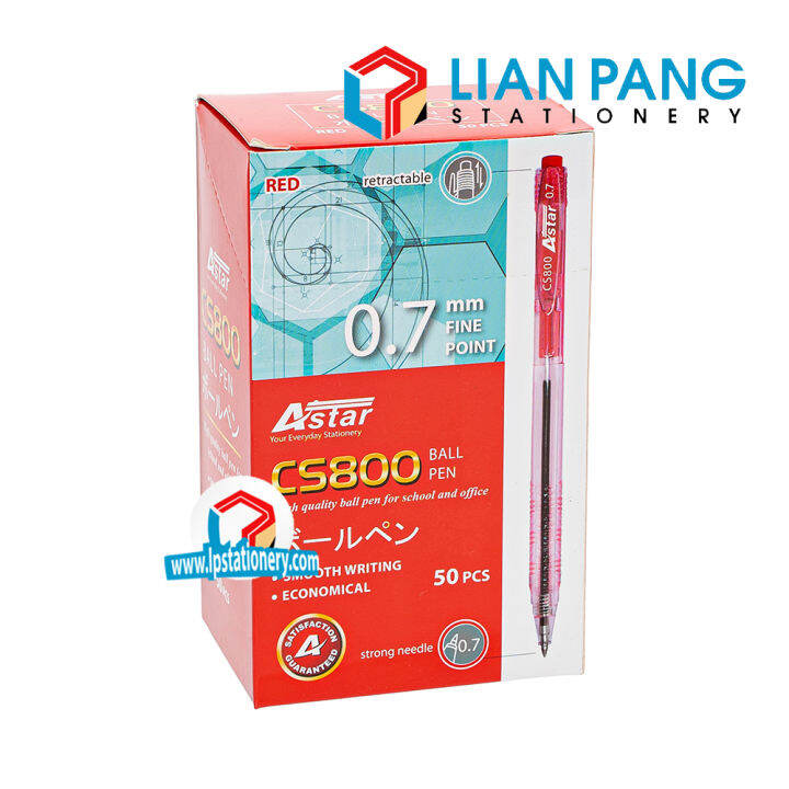 50pcs x Astar Ball Pen 0.7MM CS800 Black/Blue/Red | Lazada