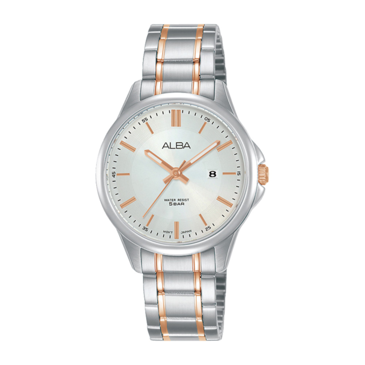 ALBA BY SEIKO Prestige Silver White Dial Dual Tone Stainless Steel ...