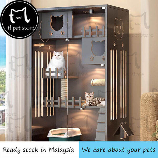 Wooden Cat Cage Large Cat House Pet Villa Sangkar Kucing Besar Rumah ...