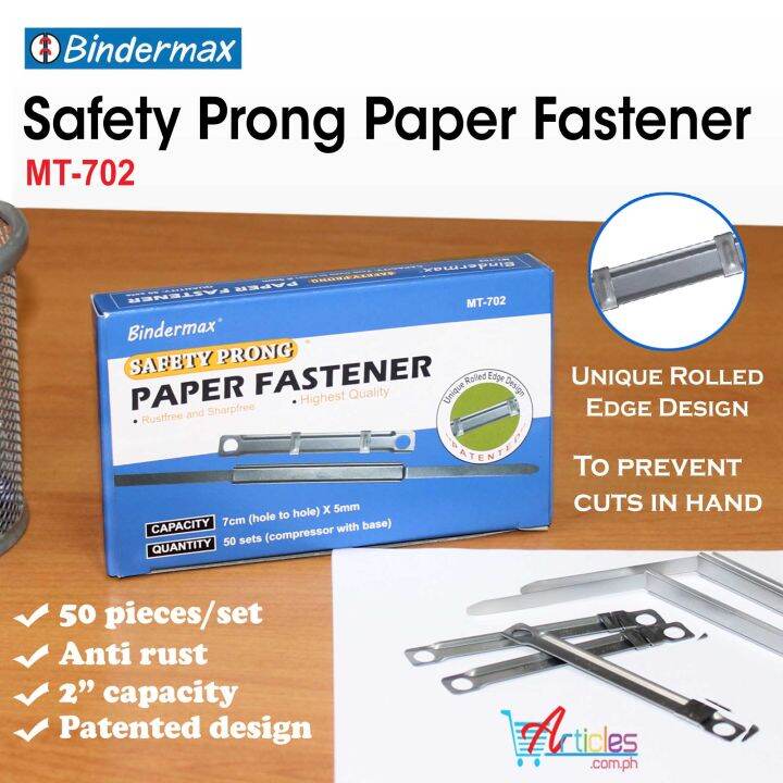 Prong Paper Fastener Safety Prong Fastener Bindermax 2" Standard 50 set ...