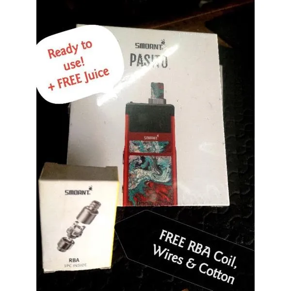 hot Smoant pasito Vape pod Kit FREE RBA Juice Wire Cotton | Lazada PH