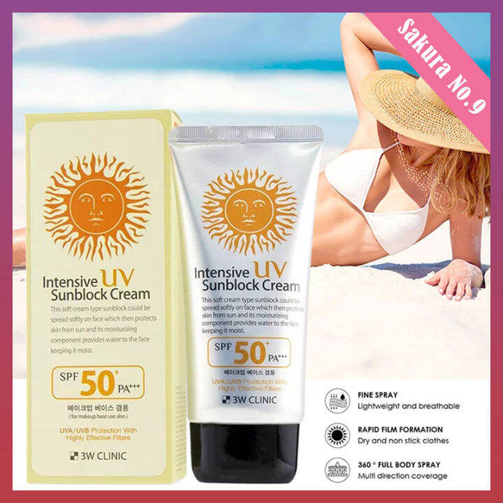 3W CLINIC Intensive UV Sunblock Cream SPF50+ PA+++ 70ml | Lazada PH