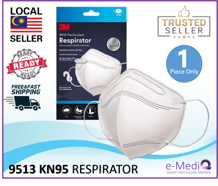 3M KN95 Easy to Wear Non Valve 9513 Particulate Respirator Adult White ...