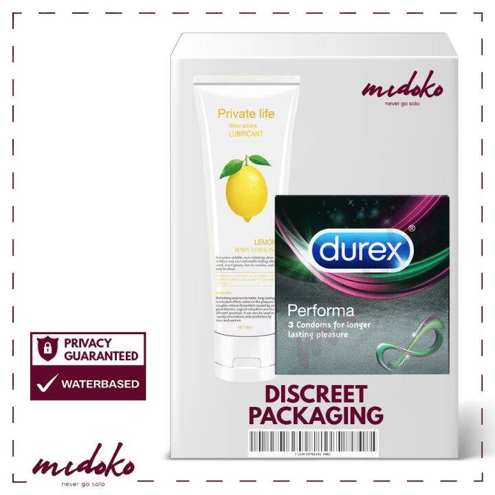 Durex Performa Extended Pleasure Extra Time Numbing Condoms 3s w/ Monogatari Anal Lubricant ...