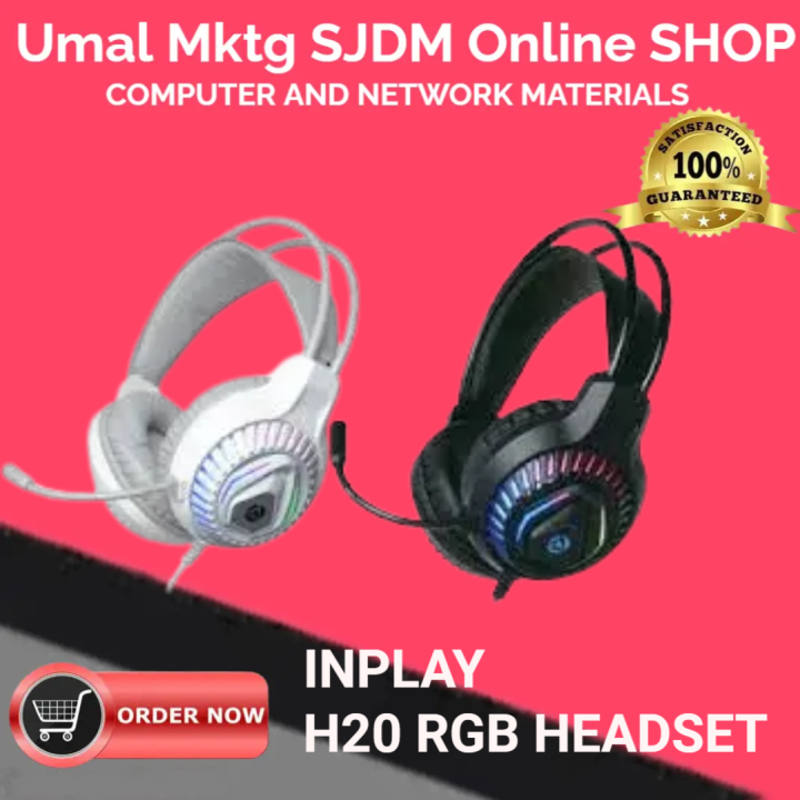 INPLAY H20 Gaming Headset RGB Light Noise Cancellation Wired Headphone With Mic For PC /Laptop ...