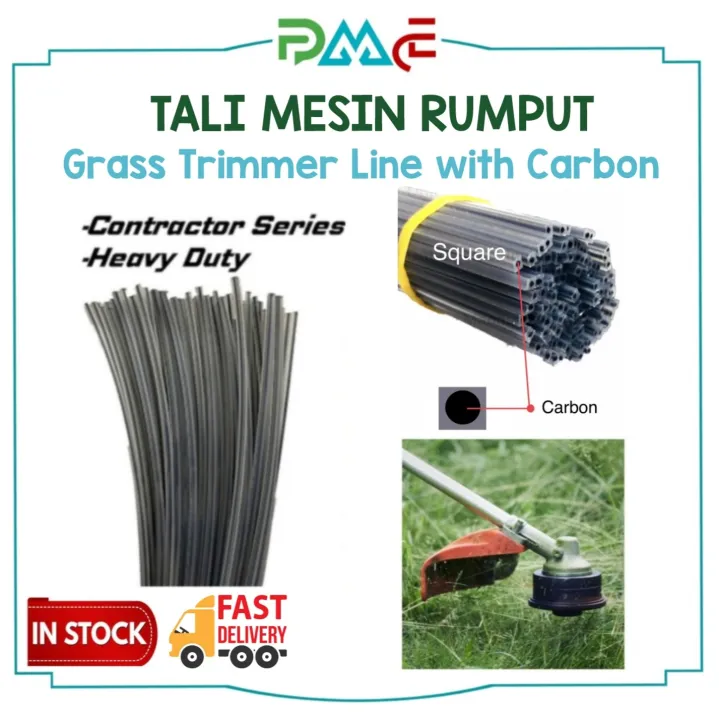 [1IKAT] 35pcs Tali Mesin Rumput Dawai Carbon 12" Square Grass Trimmer ...