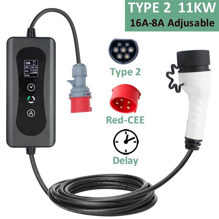 11KW 16A Type 2 EV Car Charger Three Phase Fast Charging For Cars EVSE ...