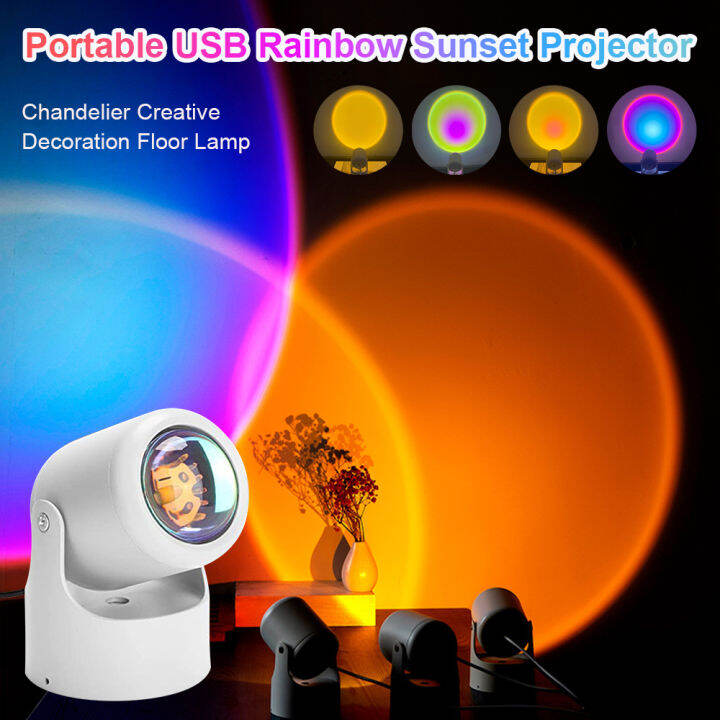 USB Sunset Lamp Sunset Projector Mood Light Rainbow Lights Atmosphere ...