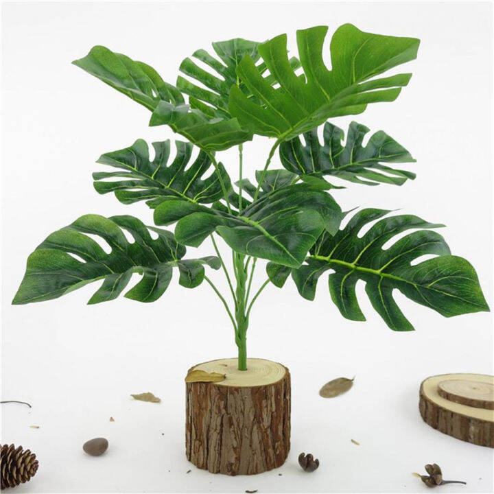 Fake Faux Artificial 9-Leaf Monstera Potted Plant Simulative Tropical ...