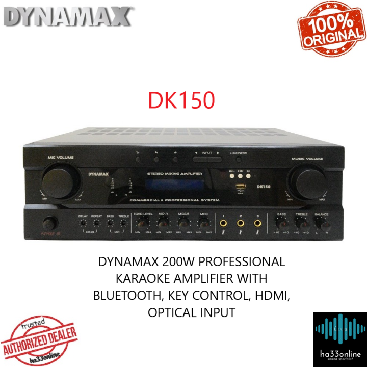 DYNAMAX DK150 200W PROFESSIONAL KARAOKE AMPLIFIER WITH BLUETOOTH, KEY ...