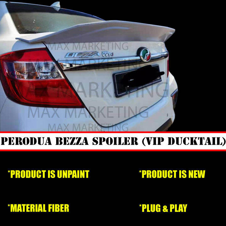PERODUA BEZZA REAR SPOILER (VIP DUCKTAIL) FIBER SKIRT LIP BODYKIT | Lazada