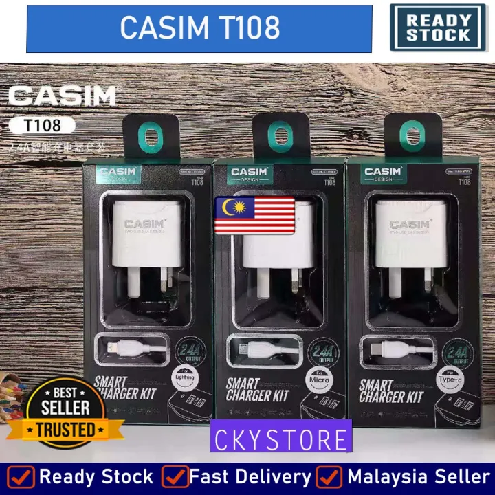 CASIM T108 SMART CHARGER KIT with Microusb / Type C / Lightning Cable | Lazada