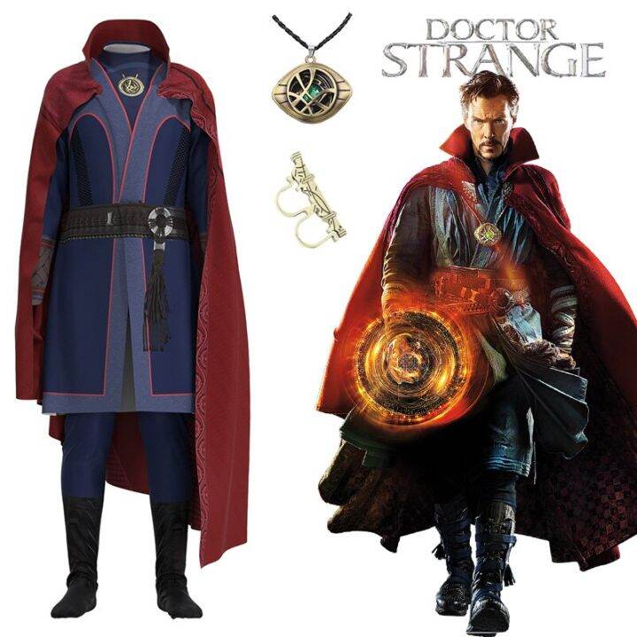 Doctor Strange Cosplay Costume Necklace Ring Steve Red Cloak Robe ...