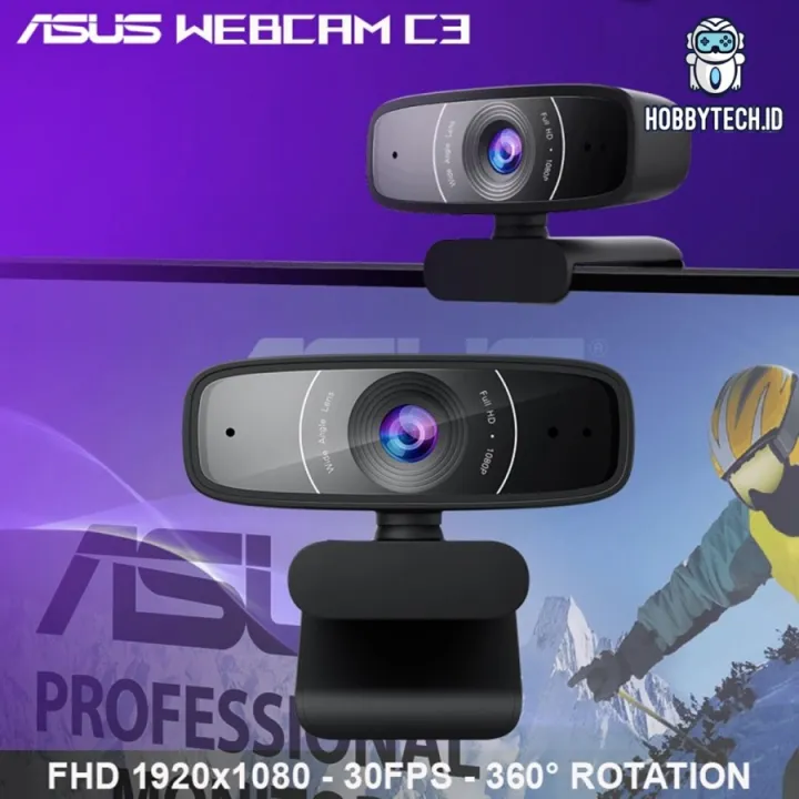 ASUS Webcam C3 USB Camera with 1080P 30FPS 360rotation Recording & Mic ...
