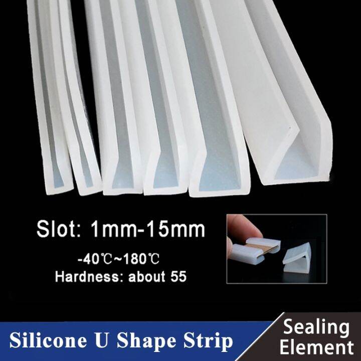 1M Silicone Rubber U Shape Seal Strip Solid Gasket Window Car Door Shower Frameless Glass Edge ...
