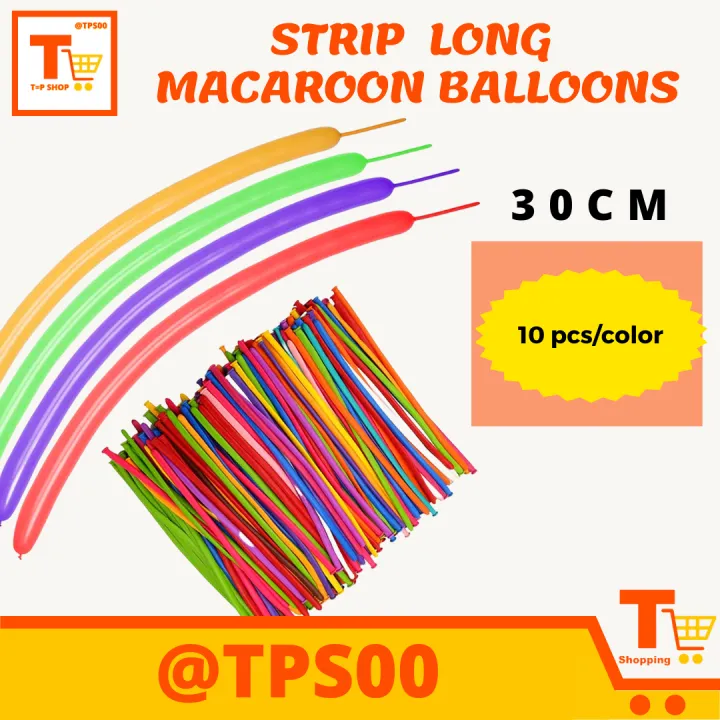 DUNPAI PROF. MODEL LONG BALLOONS 30cm STRIP LONG MACAROON QQ147 10pcs ...
