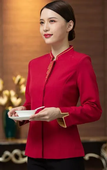 Long Sleeve Restaurant Waiter Uniform For Woman Hotel Food Service ...