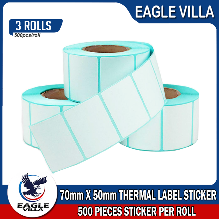 EAGLE VILLA 3 rolls Thermal sticker paper 70x50mm Barcode Sticker ...