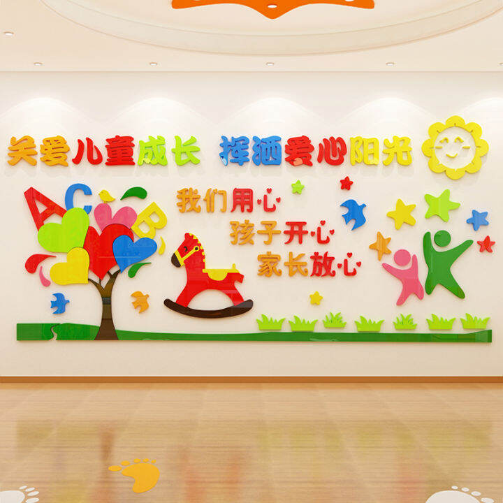 Kindergarten wall decoration ring-creating theme wall classroom ...