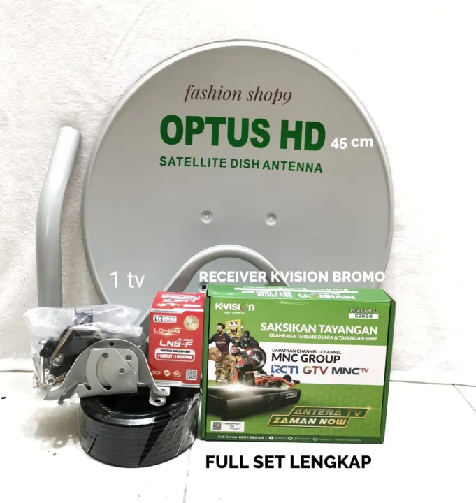 Parabola Mini Optus 45 cm Full Set Paketan Receiver Kvision Bromo- Parabola Lengkap 45 cm ...
