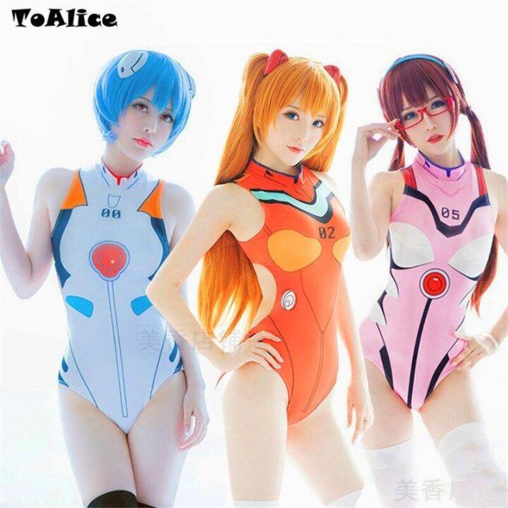 Sexy Anime Swimwear Backless Swimsuit Cosplay Costumes Sukumizu Asuka